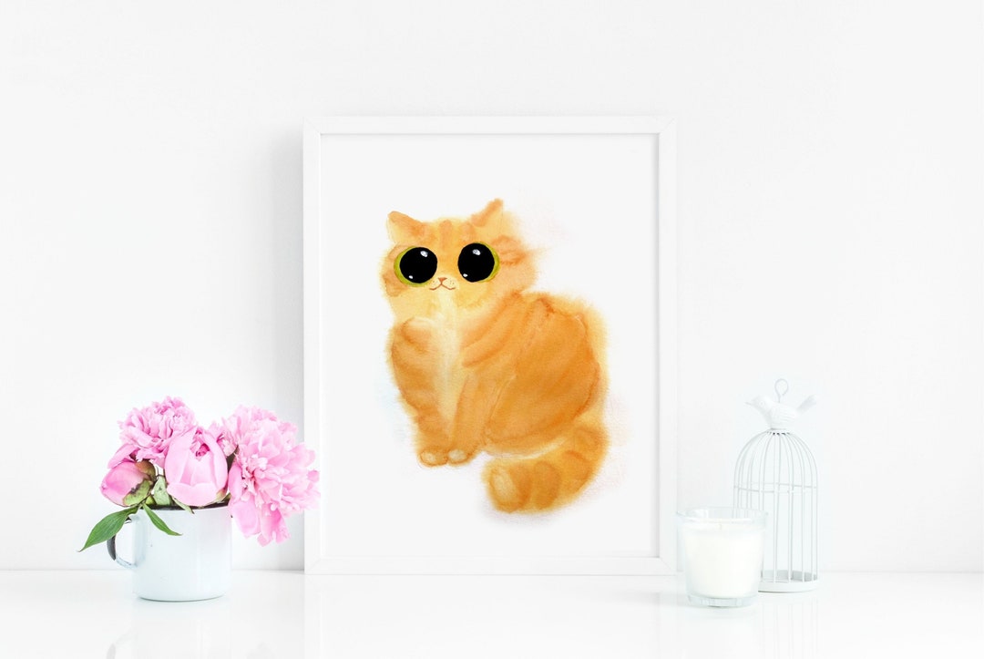 Orange Creamsicle Cat Art Print, Instant Download Cat Lover Art ...