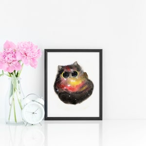 Red and Gold Galaxy Cat Art Print, Instant Download Art Printable, Cat ...