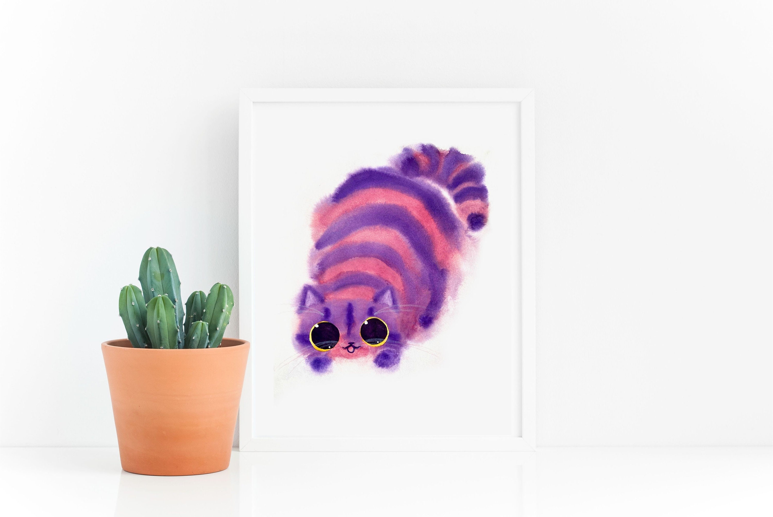 Cat Print Cheshire Cat Pink and Purple Art Print Instant - Etsy UK