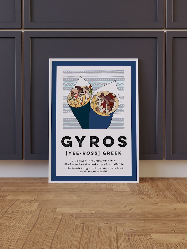 Gyros Illustration, Gyros Print, Food Art, Food Illustration, Greek ...