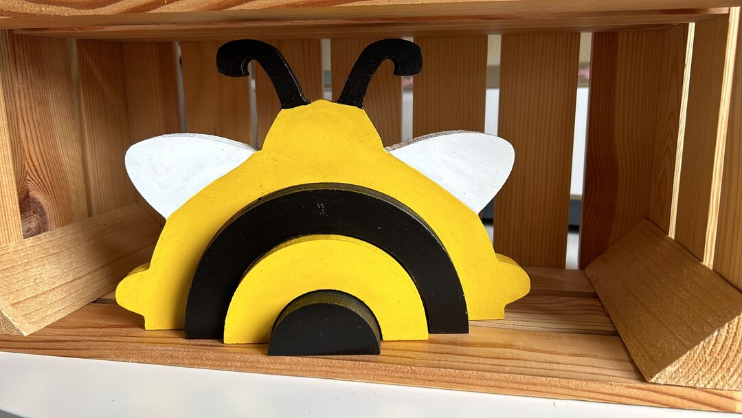 Wooden Bumble Bee Stacker Bee Stacking Set Pretend Play Open-ended Bee ...