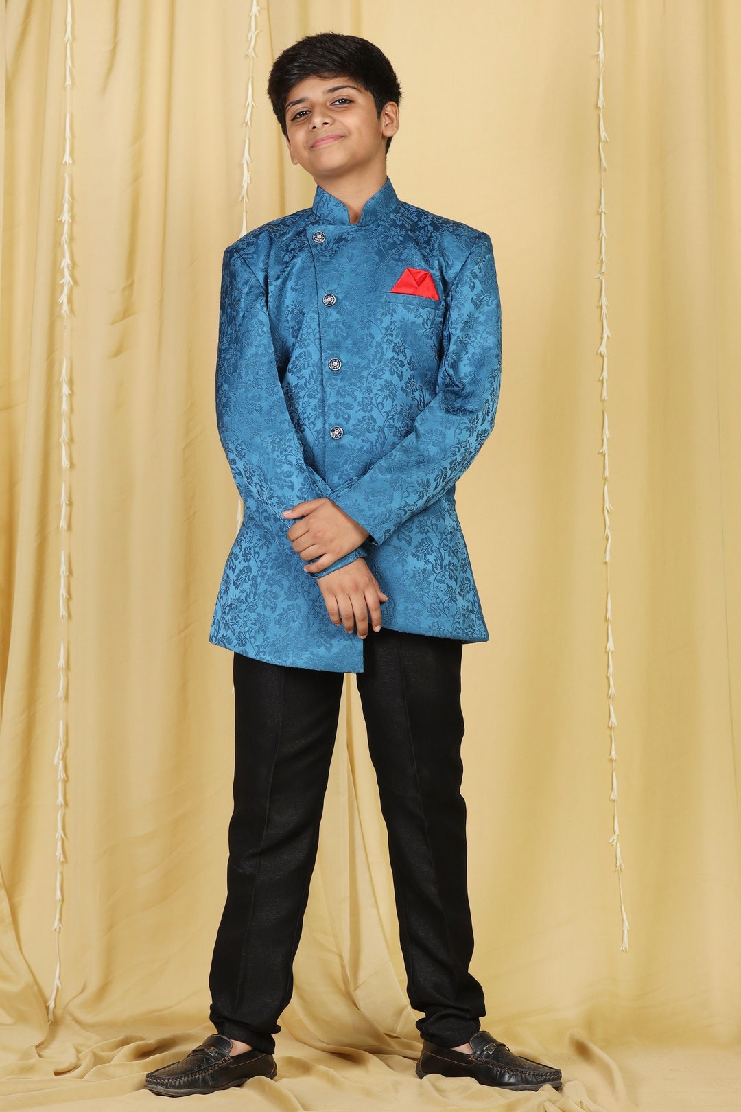 Indian Boys Sherwani Set Kida Ethnic Wear Kurta Trouser Festive Wedding ...