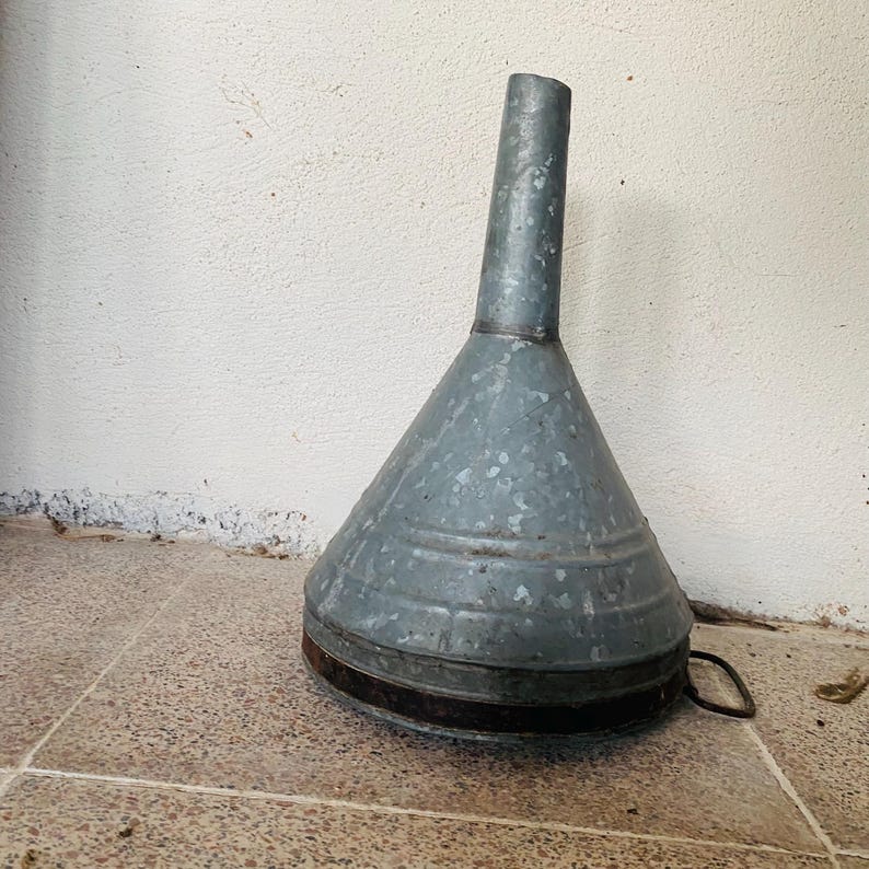 Vintage Large Funnel, Old Metal Funnel, Chunky Antique Funnel, Vintage ...