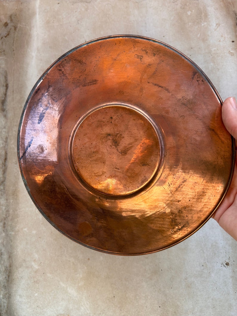 Antique Primitive Hand Etched Copper Plate, Rustic Countryside Decor, Vintage Aegean and ...