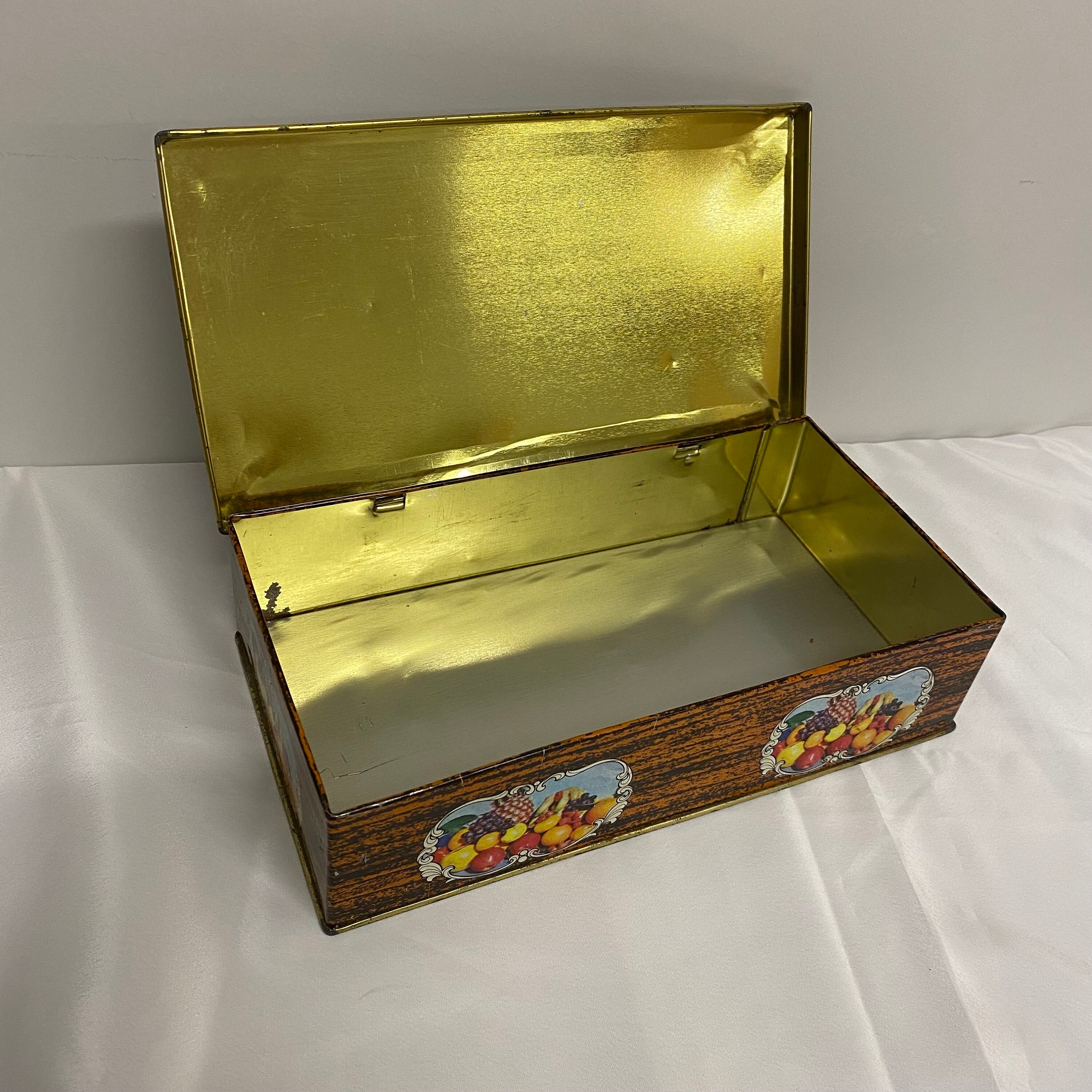1970s Vintage Tin Floral Storage Box / Biscuit Box / Trinket Box - Etsy