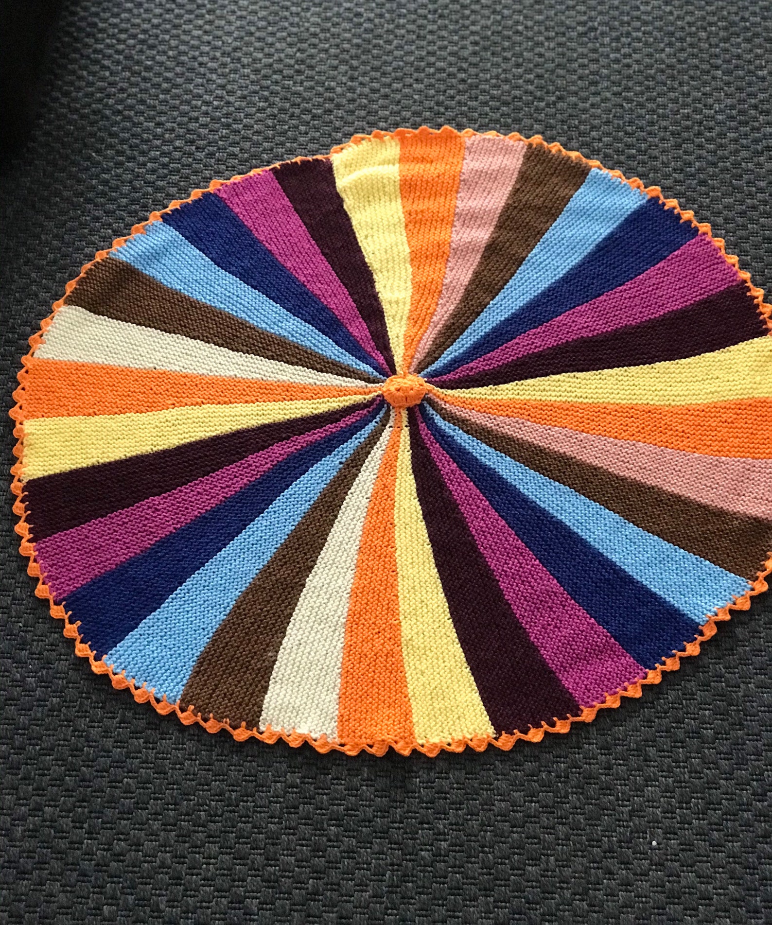 Vintage 80s Handmade Round Rug / Handknit Wool Rug / Colorful Rug ...