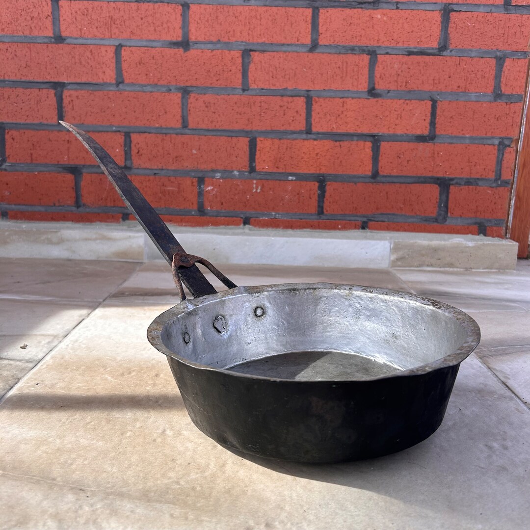 Antique Primitive Copper Camping Pan, Rustic Countryside Decor, Vintage ...