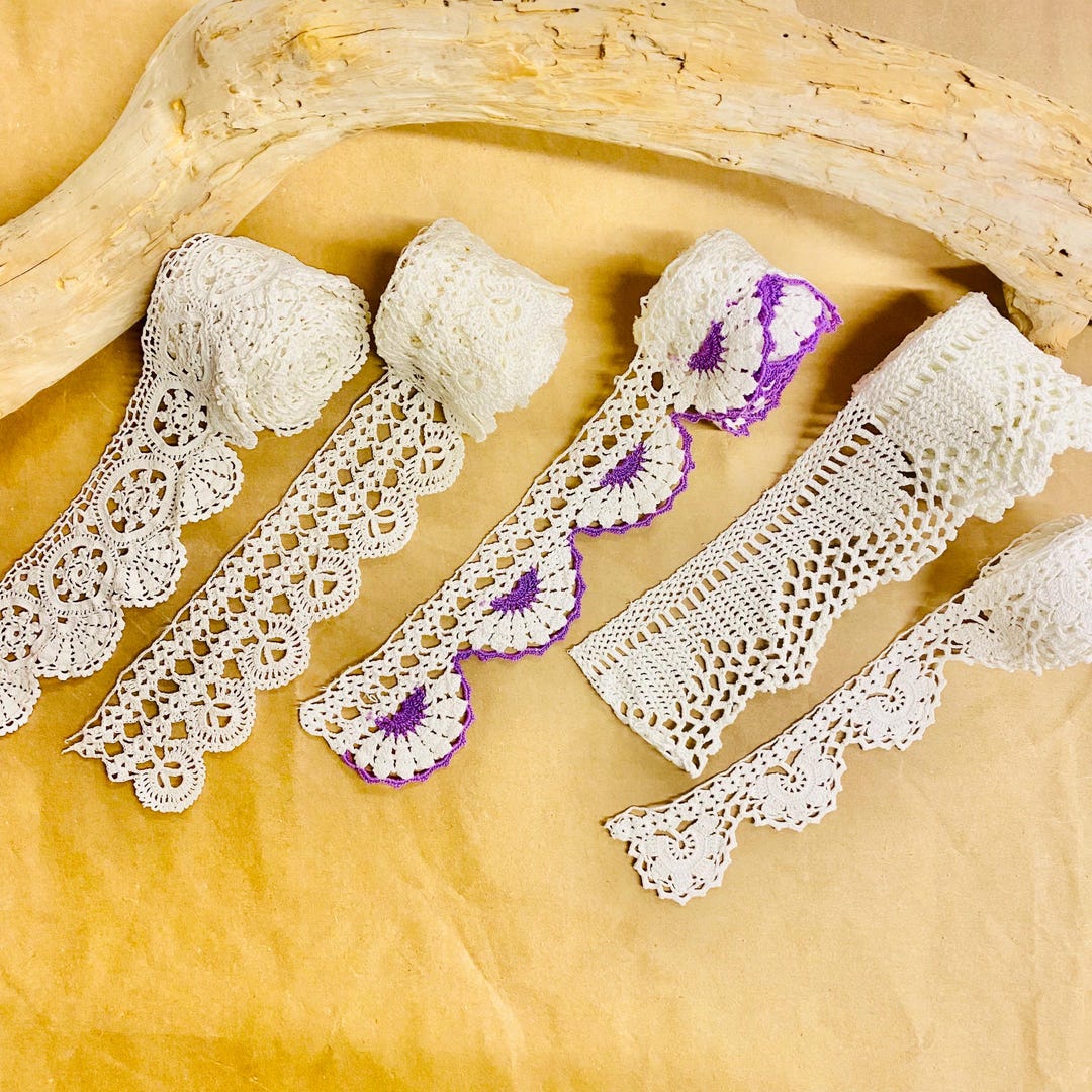 Vintage Crochet Lace Curtain Trims Lot of 5 / Lace Curtain Edges ...
