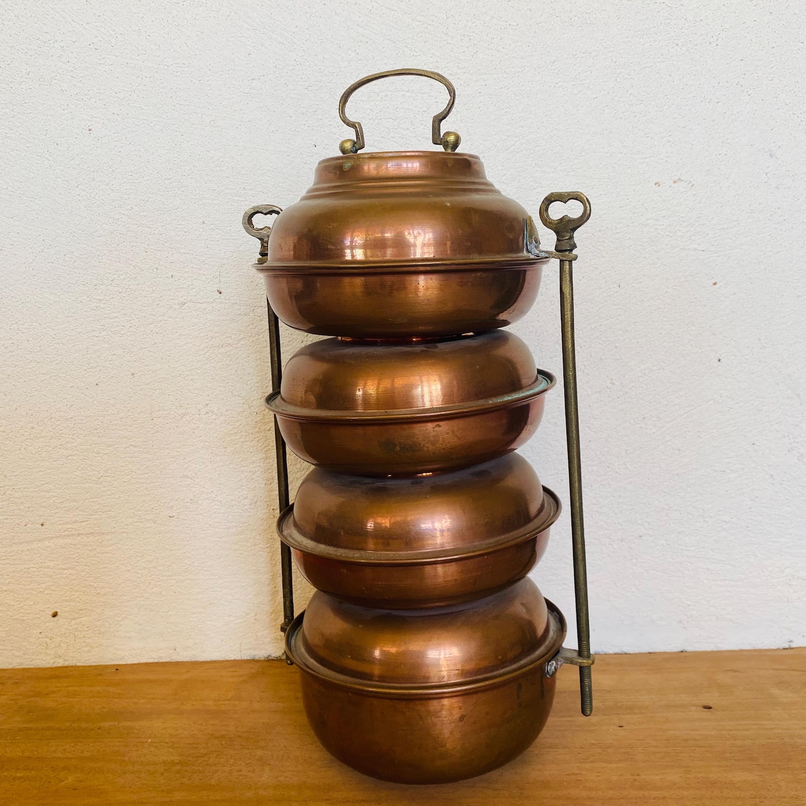 Vintage 4 Compartment Brass Lunch Box / Tiffin Box / Lunch Carrier ...