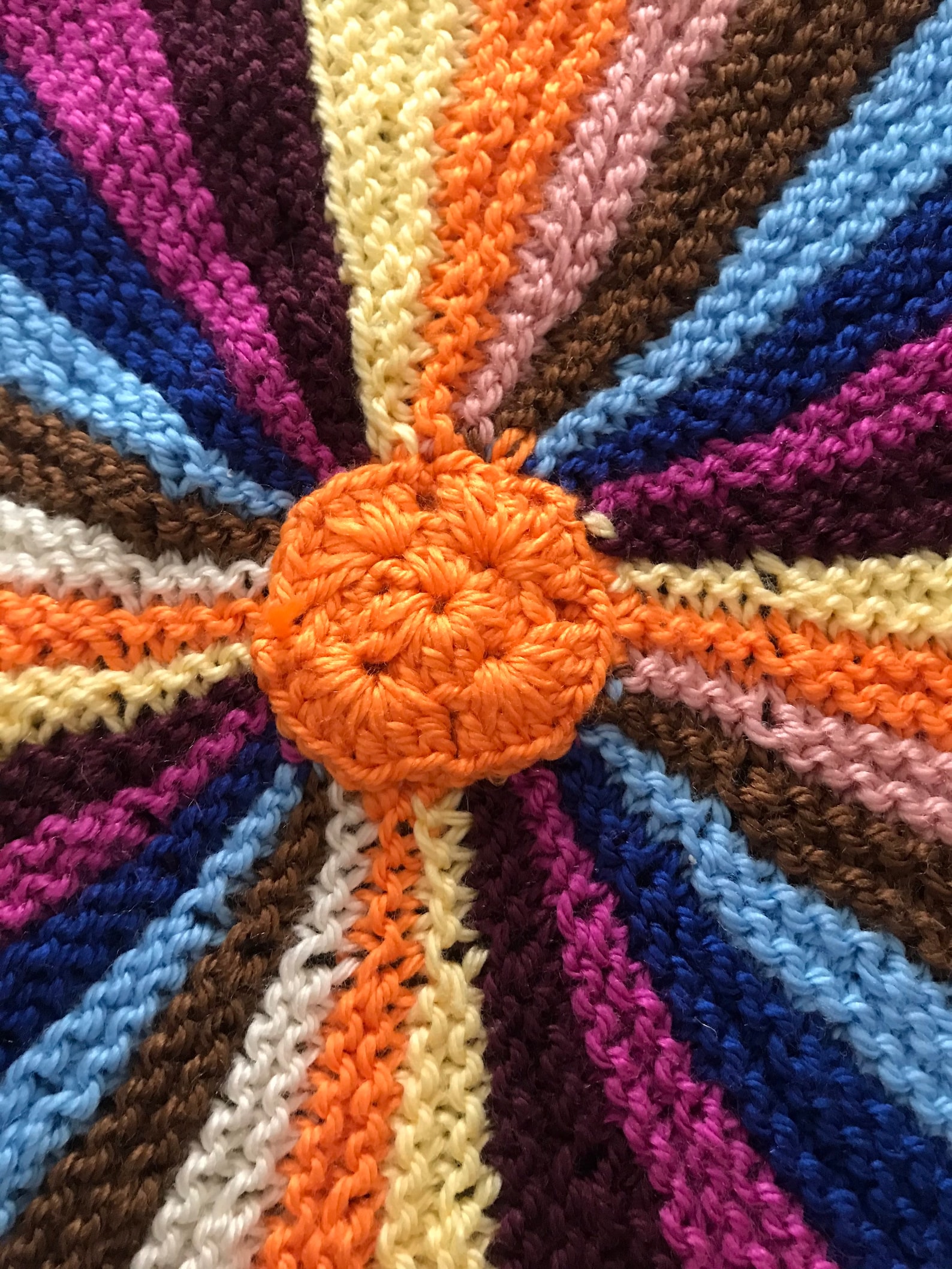 Vintage 80s Handmade Round Rug / Handknit Wool Rug / Colorful Rug ...