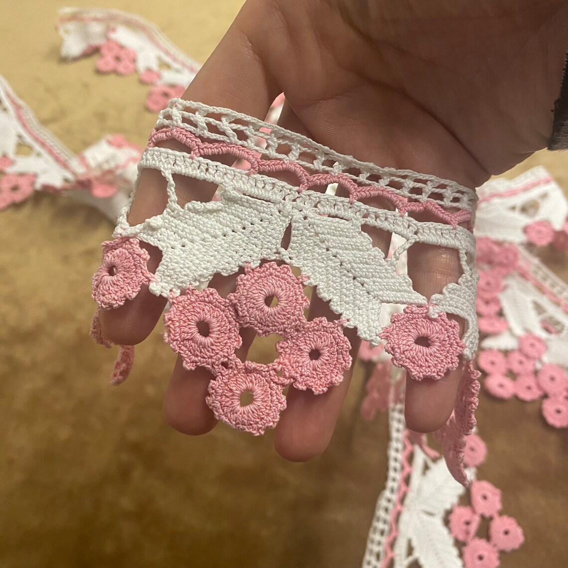Vintage Crochet Lace Curtain Trims / Lace Curtain Edges / Shabby Chic ...