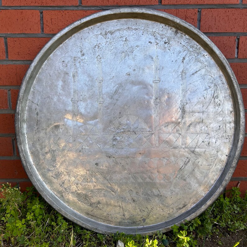 Antique Primitive Hand Etched Very Large Copper Plate, Rustic ...