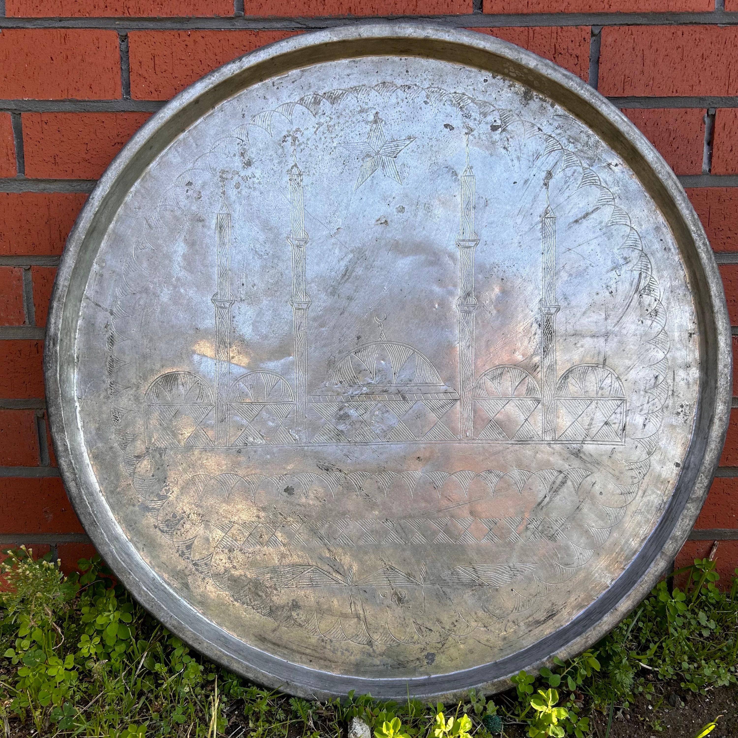 Antique Primitive Hand Etched Very Large Copper Plate, Rustic ...
