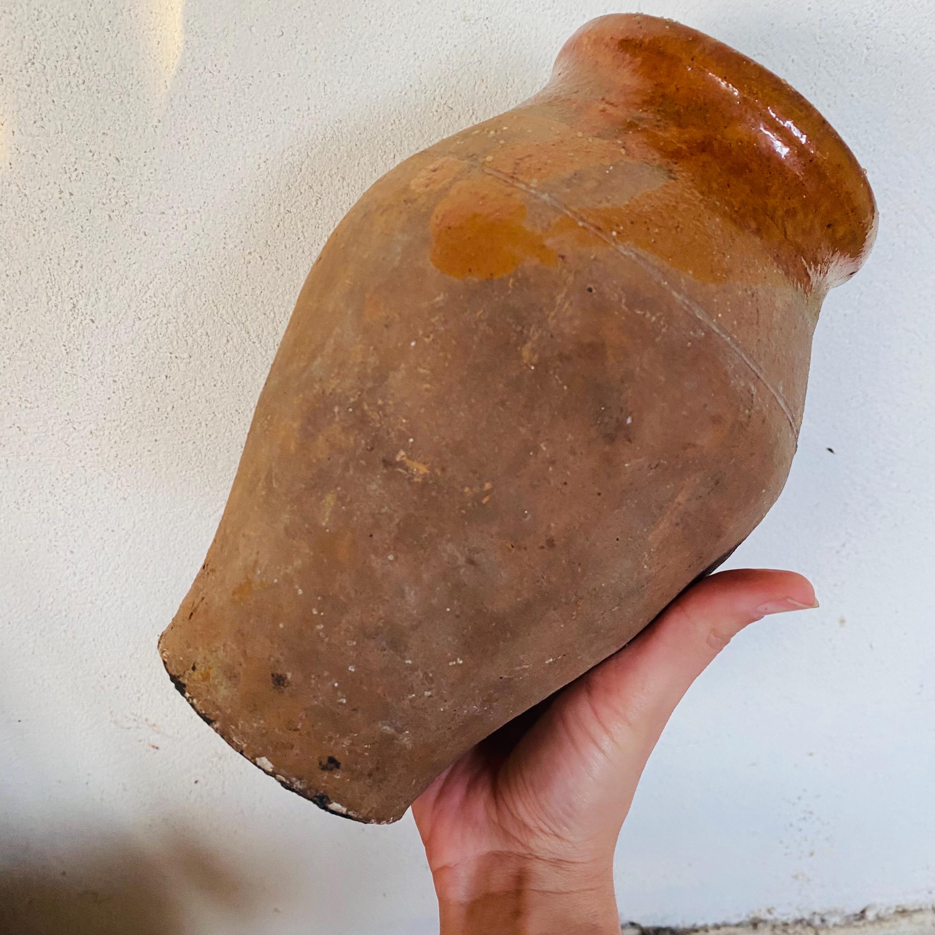 Antique Primitive Clay Pot, Rustic Amphora, Vintage Aegean and Mediterranean Olive Oil Vessel ...