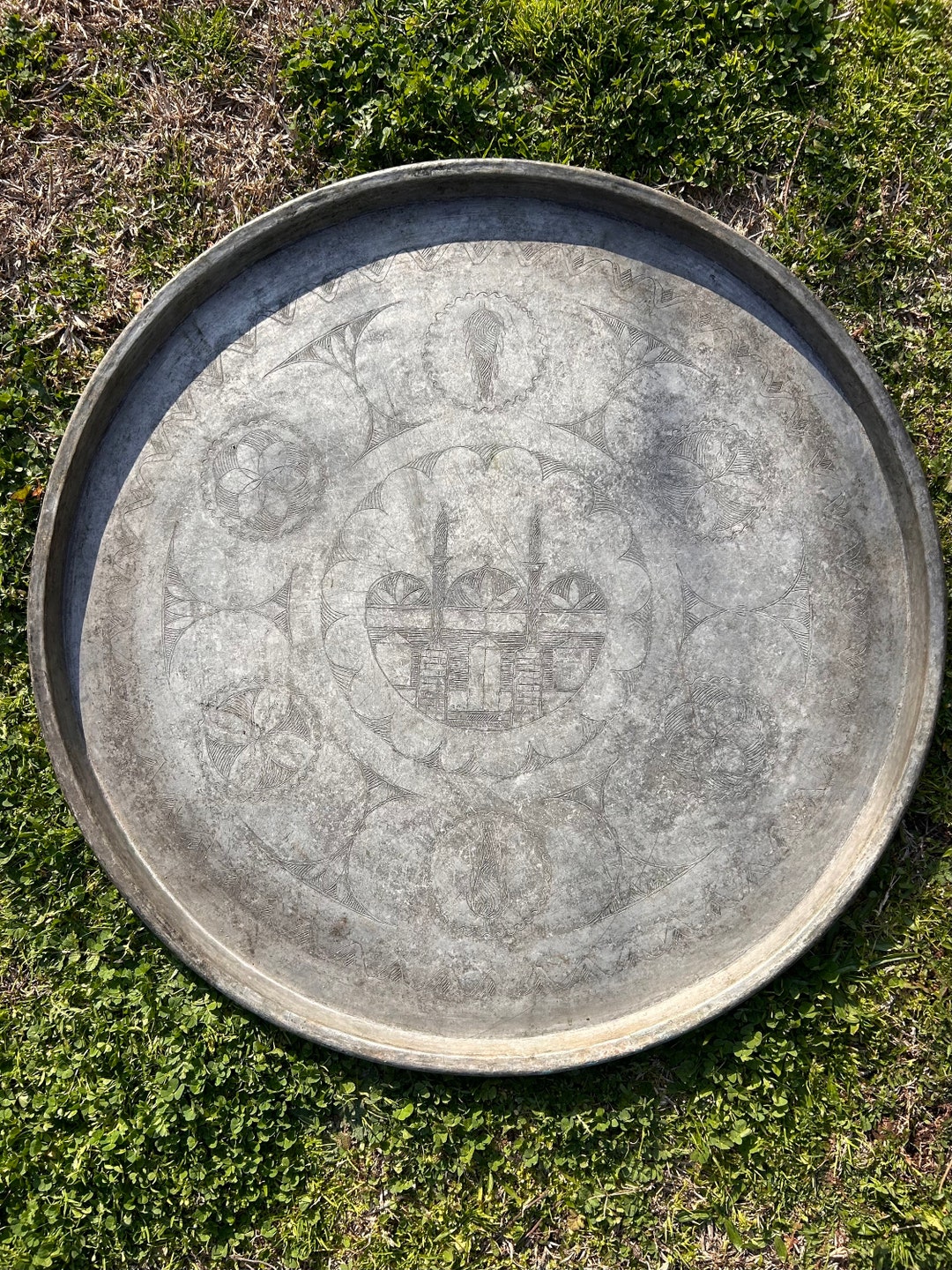 Antique Primitive Hand Etched Very Large Copper Plate, Rustic ...