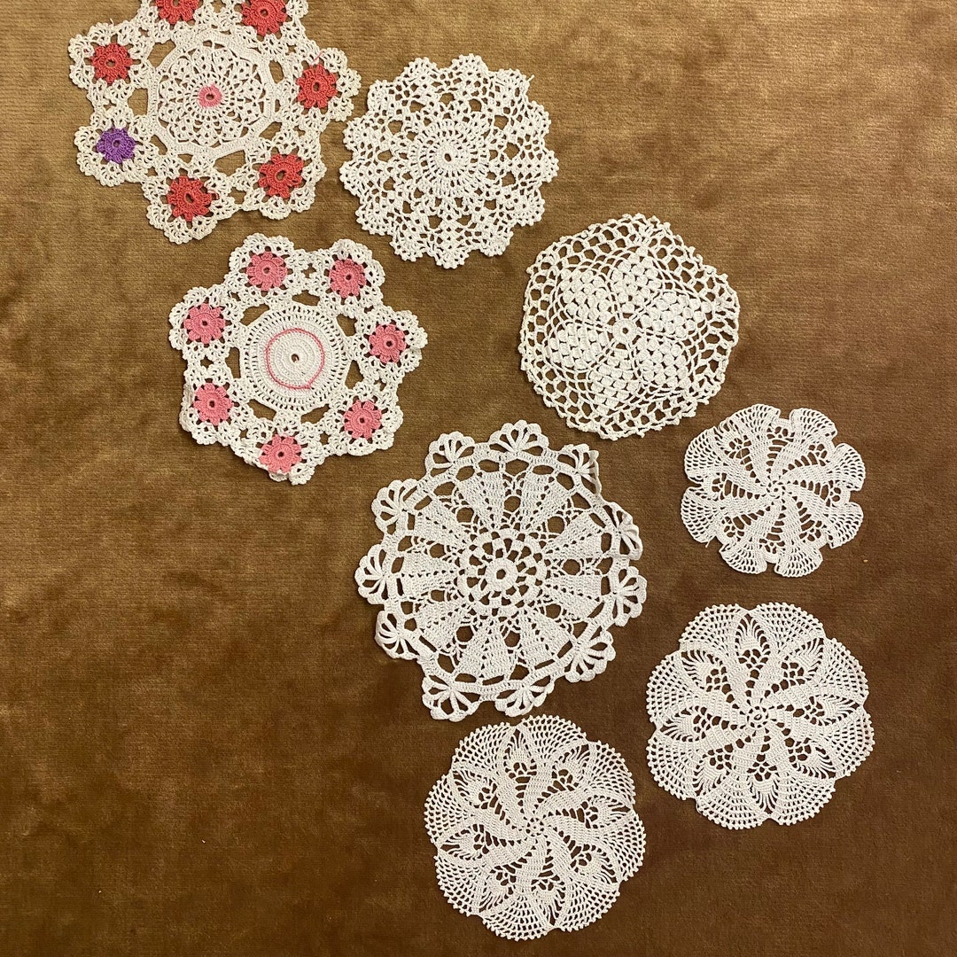 1960s Vintage Lot of Mixed Color Coffee Table Doilies Set of 8 ...