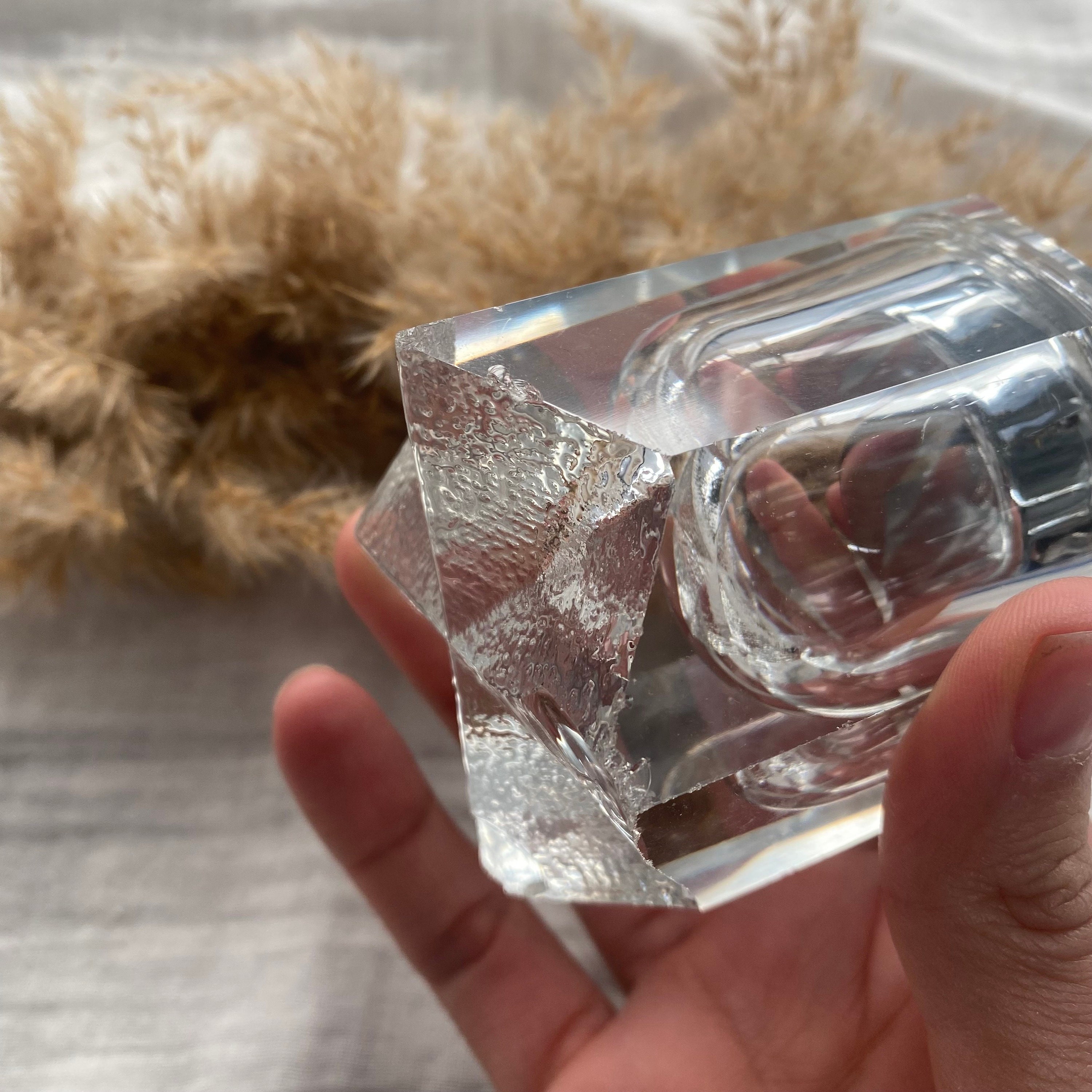 1970s Vintage Glass Desk Lighter, Crystal Glass Table Lighter, Retro ...