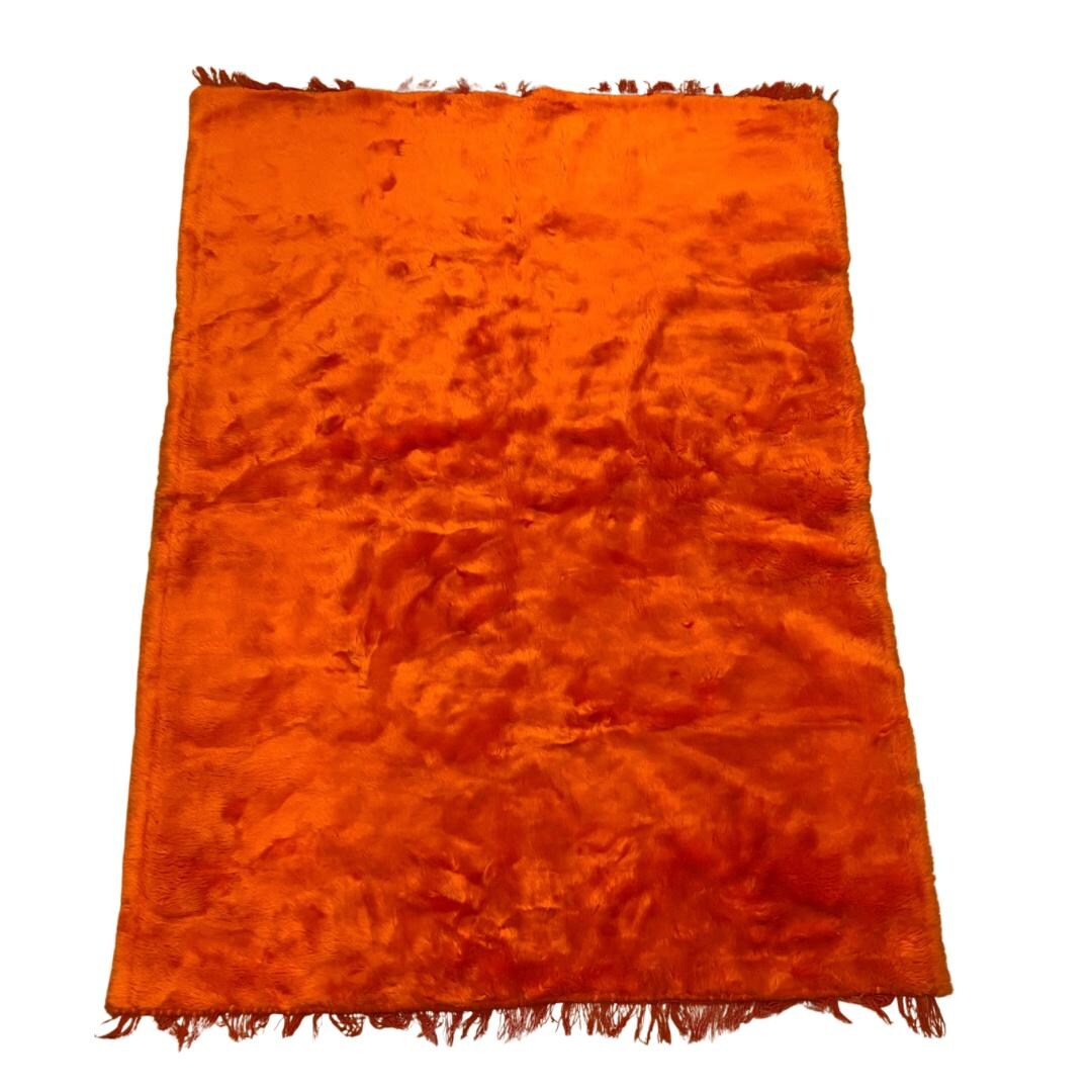 1960s Vintage Pop Art Bright Orange Shaggy Carpet, Orange Accent Rug ...