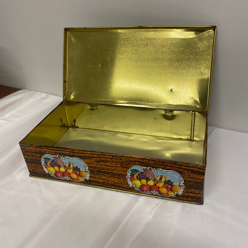 1970s Vintage Tin Floral Storage Box / Biscuit Box / Trinket Box - Etsy