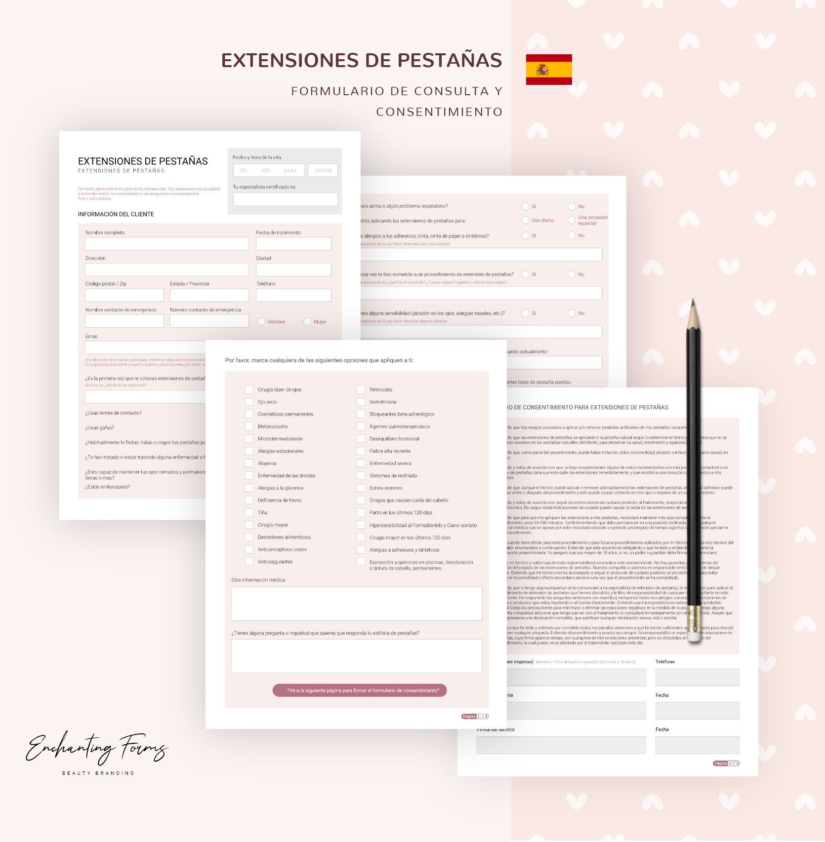 SPANISH ESPAÑOL Lash Extension Consultation Forms Client | Etsy