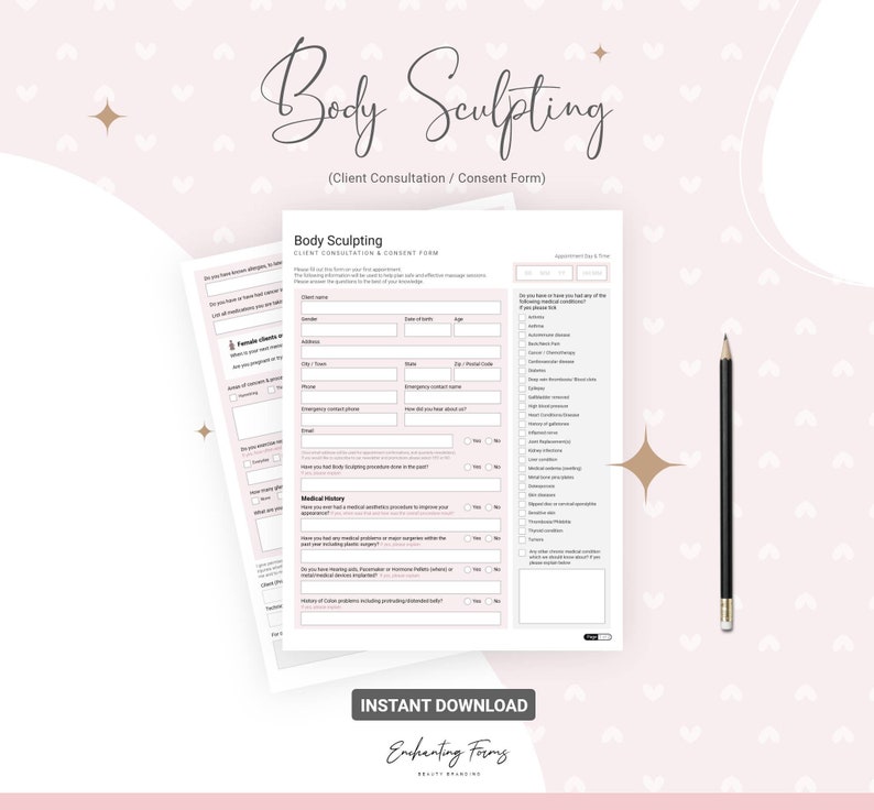 Body Sculpting Consultation & Intake Forms Body Contouring - Etsy UK