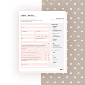 Spray Tan Consultation Forms: Client Record & Care (PDF Download) - Etsy