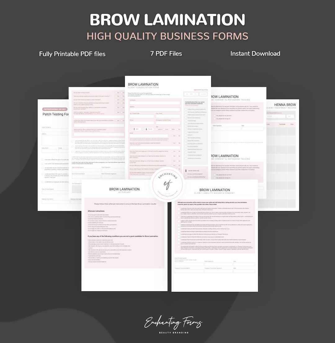 Brow Lamination Forms, Brow Consultation & Consent Forms, Brow Lift ...