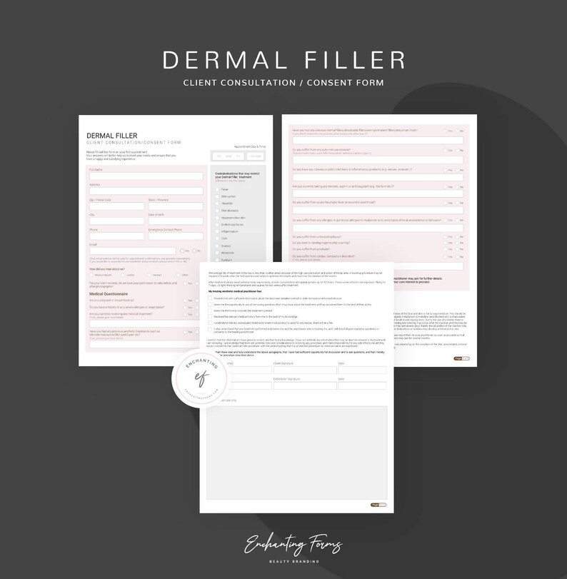 Dermal Filler Consultation Forms Consent Form Aftercare | Etsy