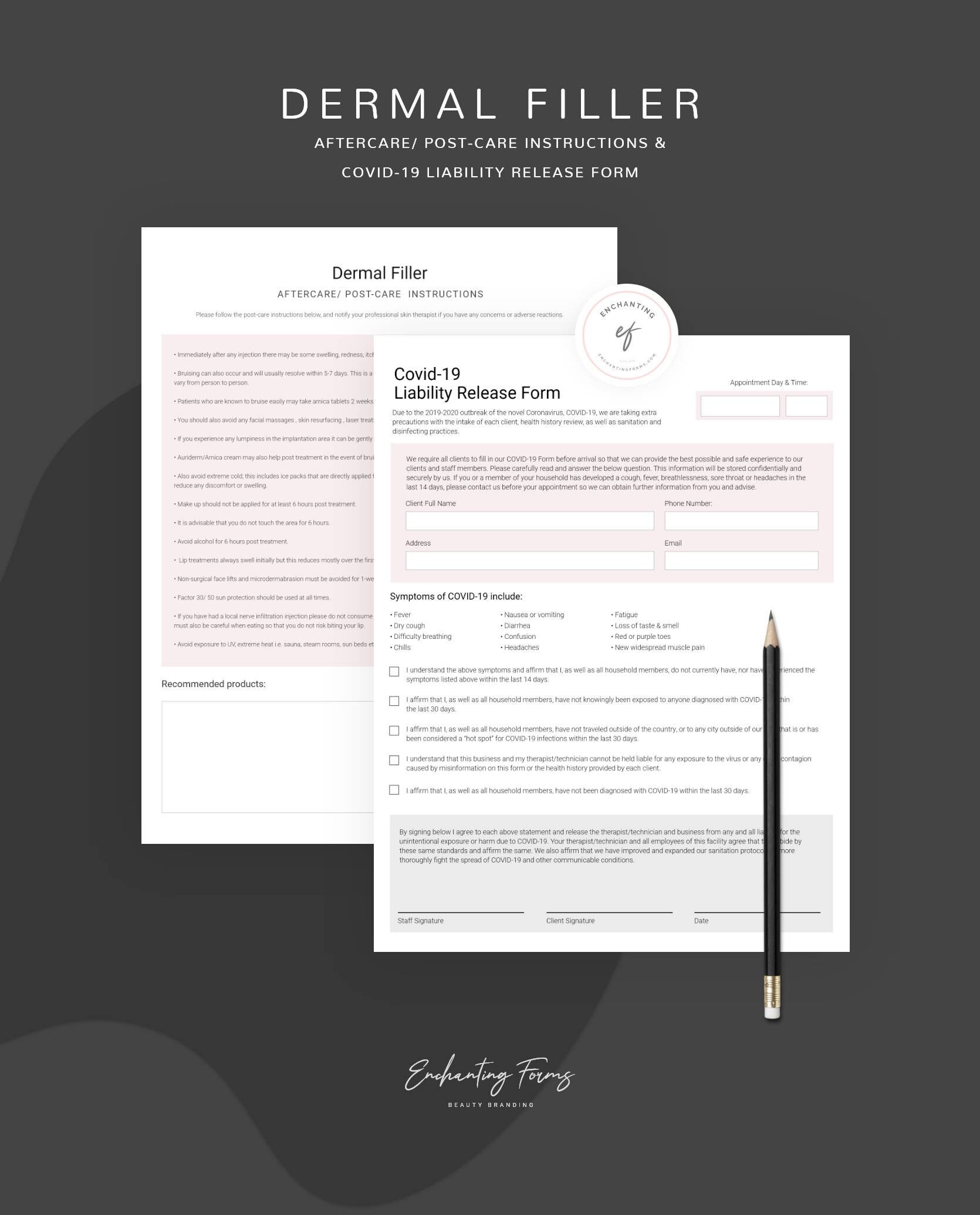 Dermal Filler Consultation Forms Consent Form Aftercare | Etsy