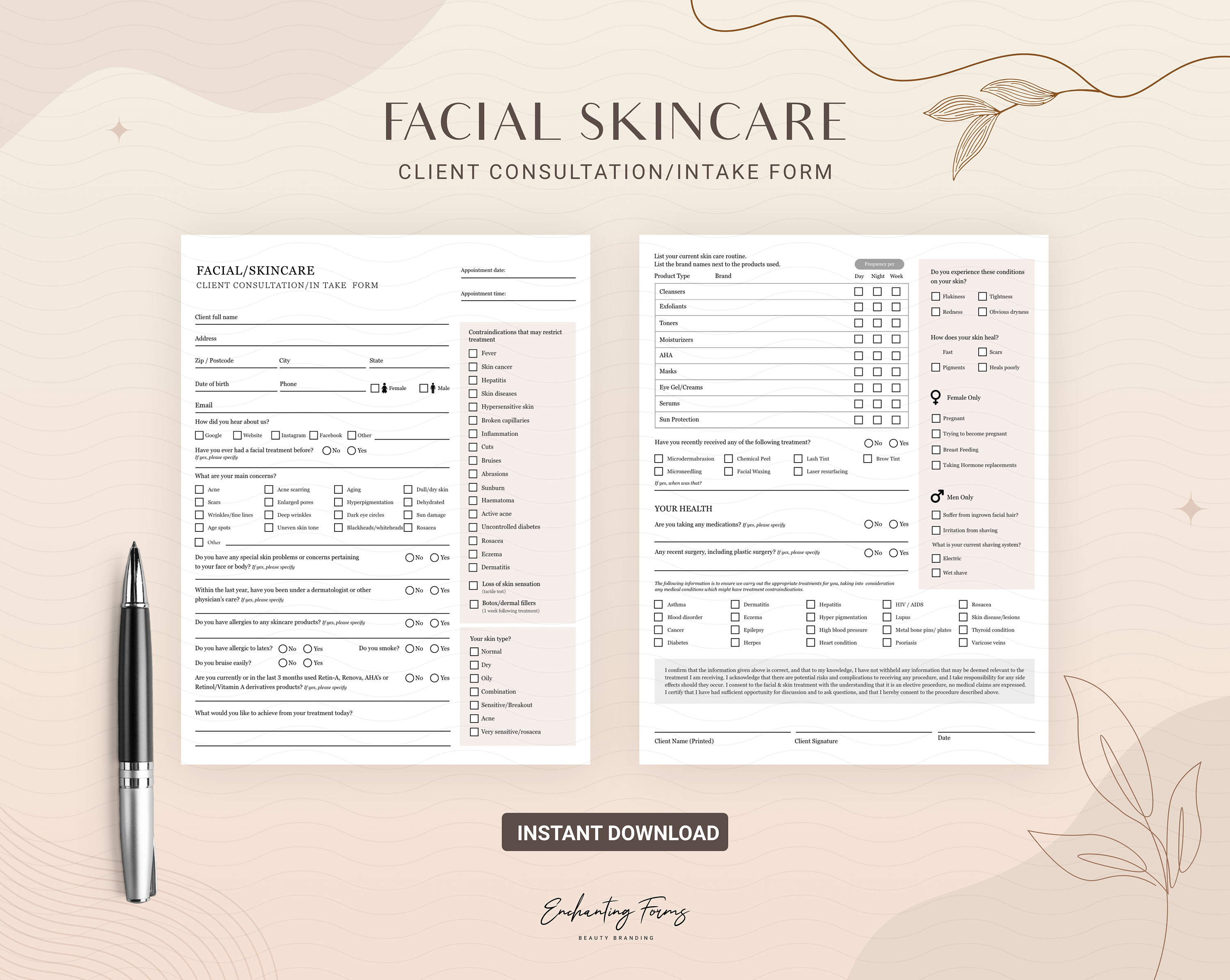Facial Consultation Forms Facial Treatment Forms Client - Etsy