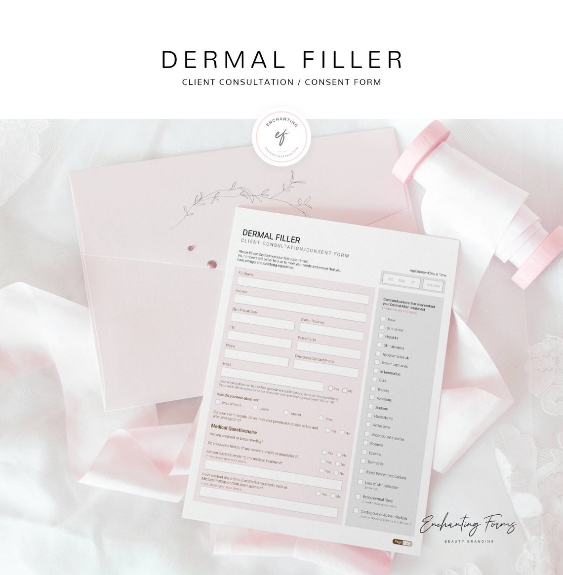 Dermal Filler Consultation & Consent Form, Instant Download PDF After ...