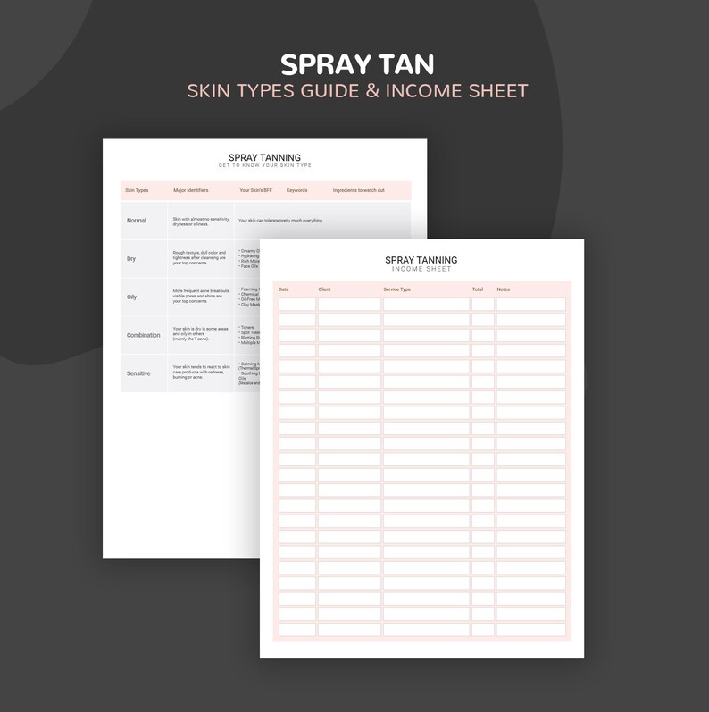 Spray Tan Consultation Forms, Pre & Post Care Instructions, Client ...