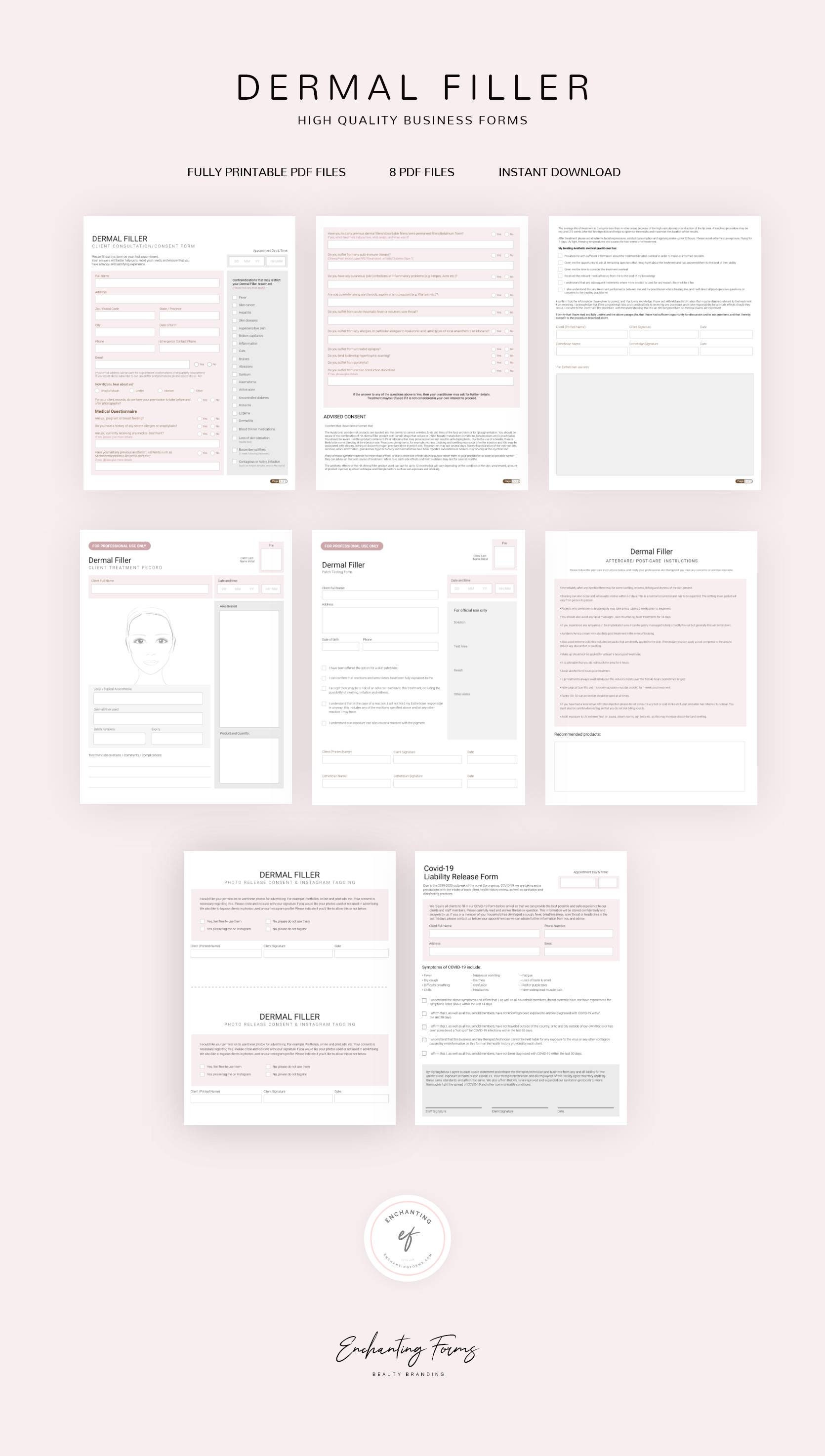 Dermal Filler Consultation Forms Consent Form Aftercare | Etsy