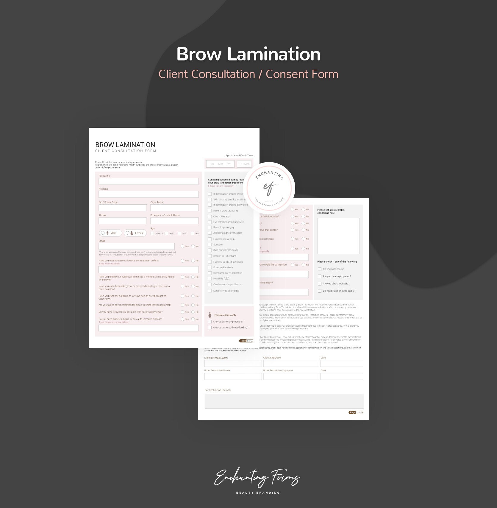 Brow Lamination Forms Brow Consultation & Consent Forms Brow | Etsy