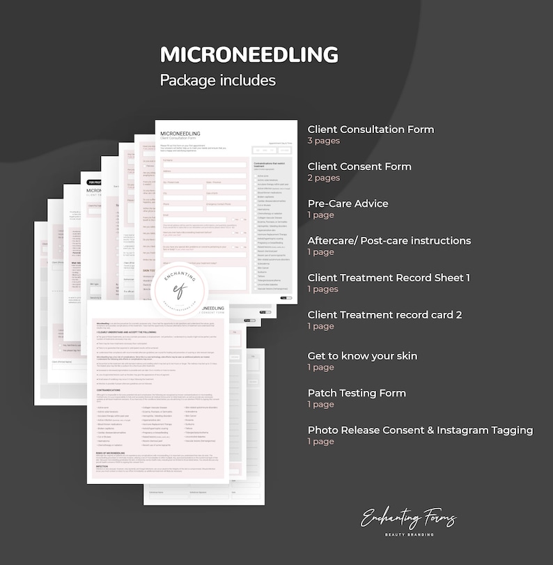 Microneedling Consultation Forms, Consent Form, Pre & Post Care ...