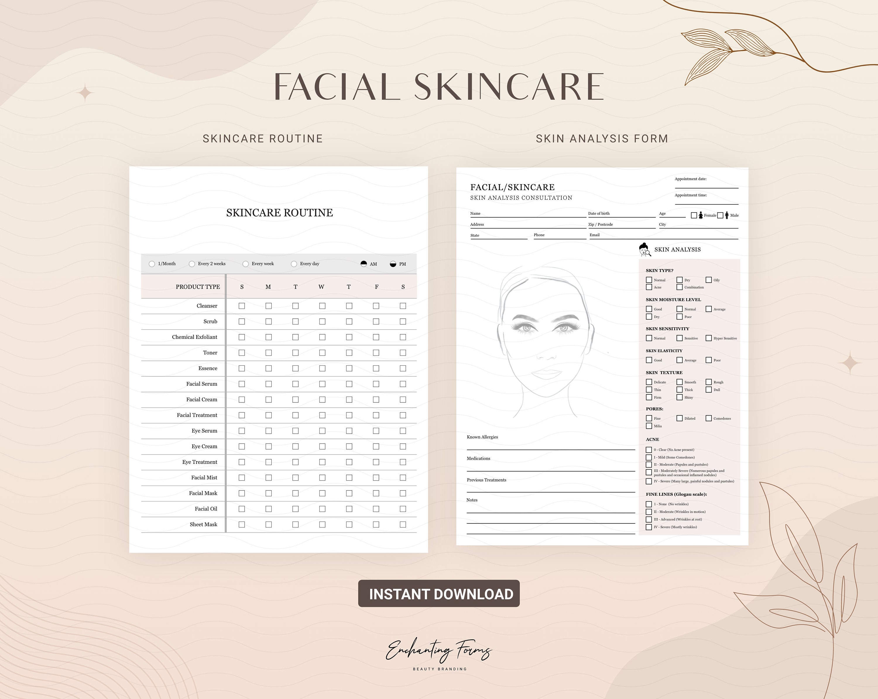 Facial Consultation Forms Facial Treatment Forms Client - Etsy