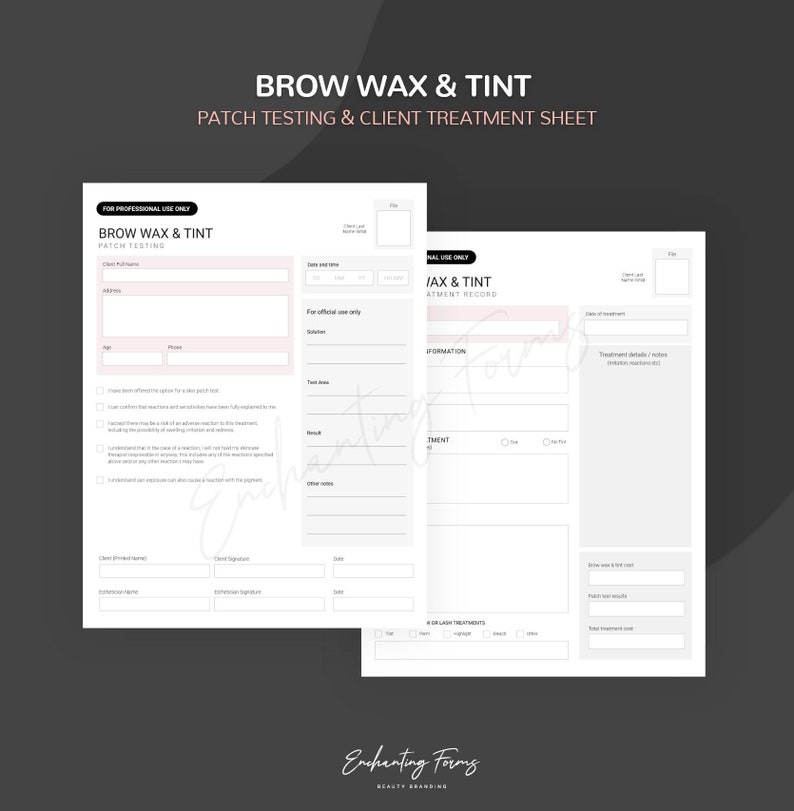 Brow Wax and Tint Forms Bundle: Client Intake, Waiver, Aftercare (PDF ...