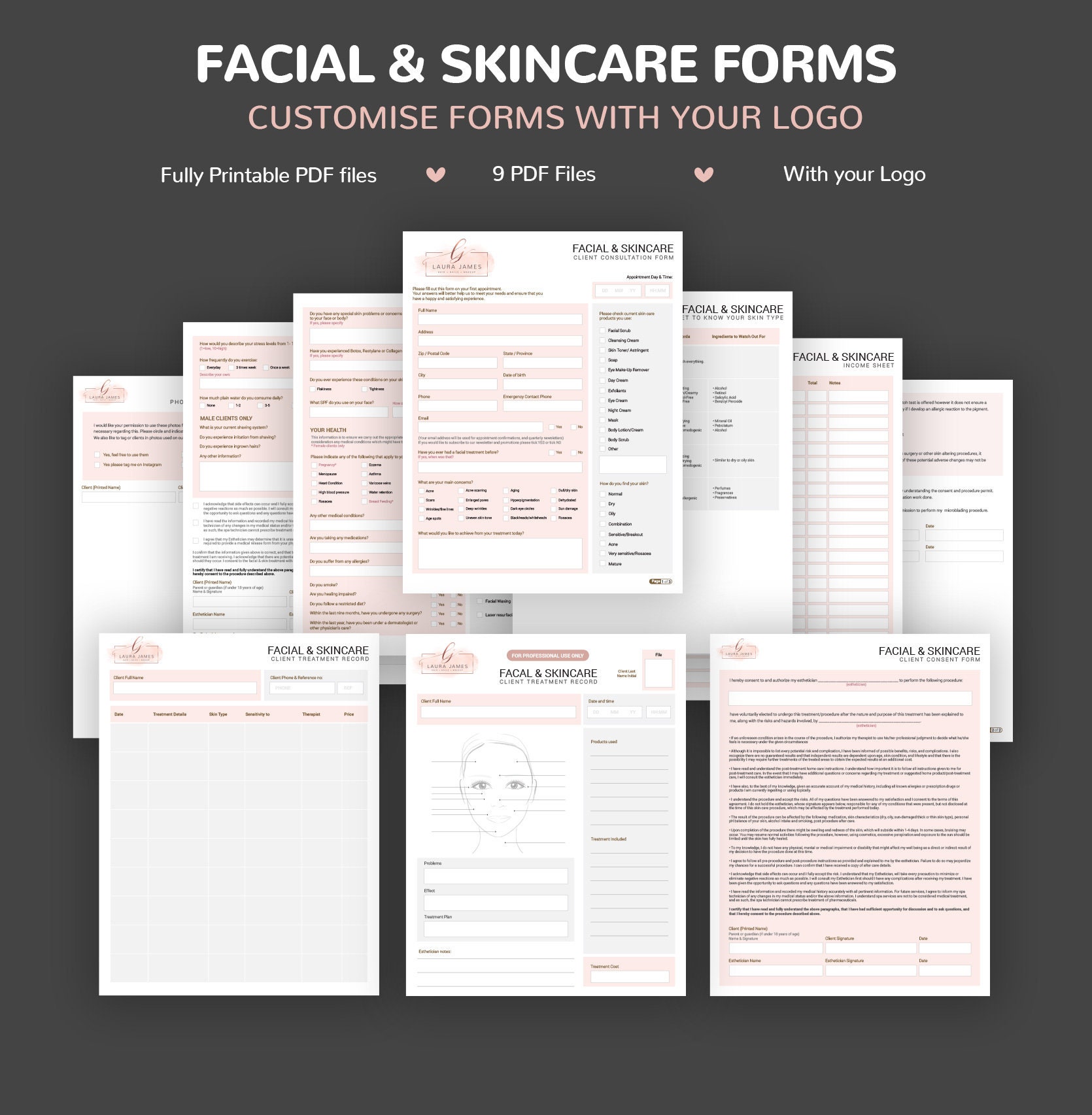 Beauty Client Intake Forms: Lash, Microblading, Skincare (PDF Forms ...
