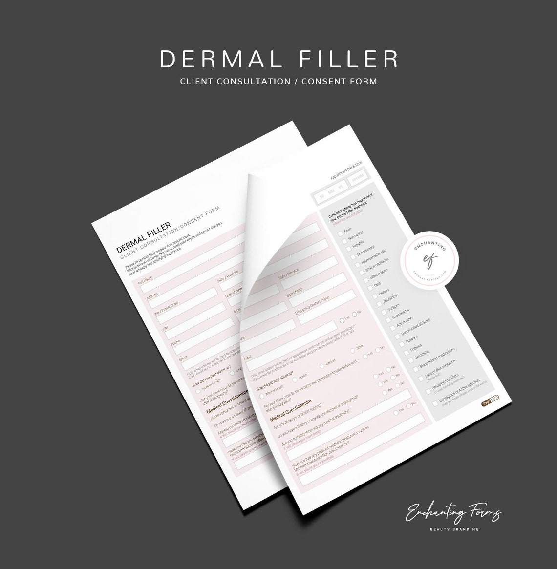 Dermal Filler Consultation & Consent Form, Instant Download PDF After ...