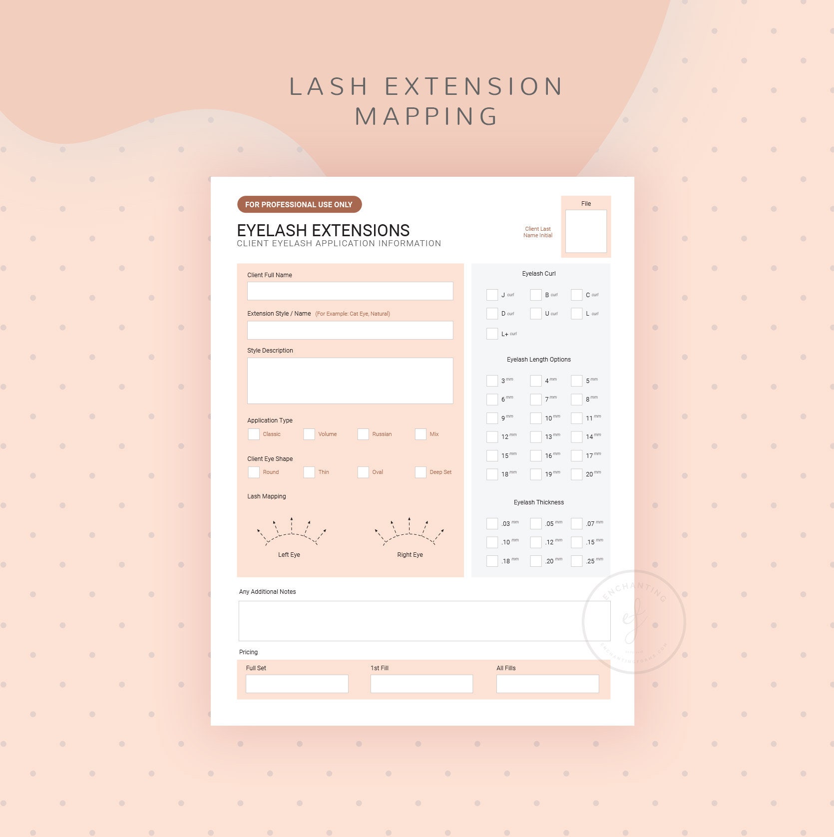 Eyelash Extension Consultation Forms, Client Intake Forms, Lash Mapping ...