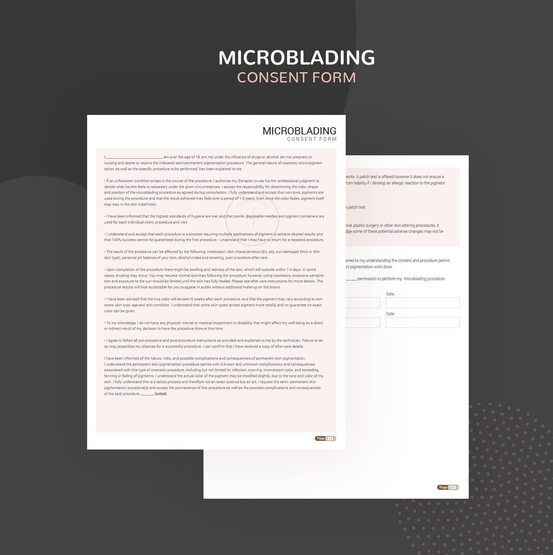 Microblading Consultation Forms Aftercare Instructions | Etsy