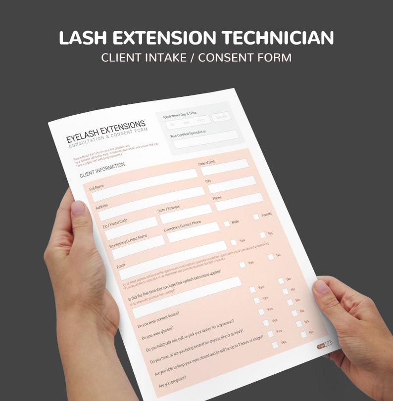 Eyelash Extension Consultation Forms, Client Intake Forms, Lash Mapping ...