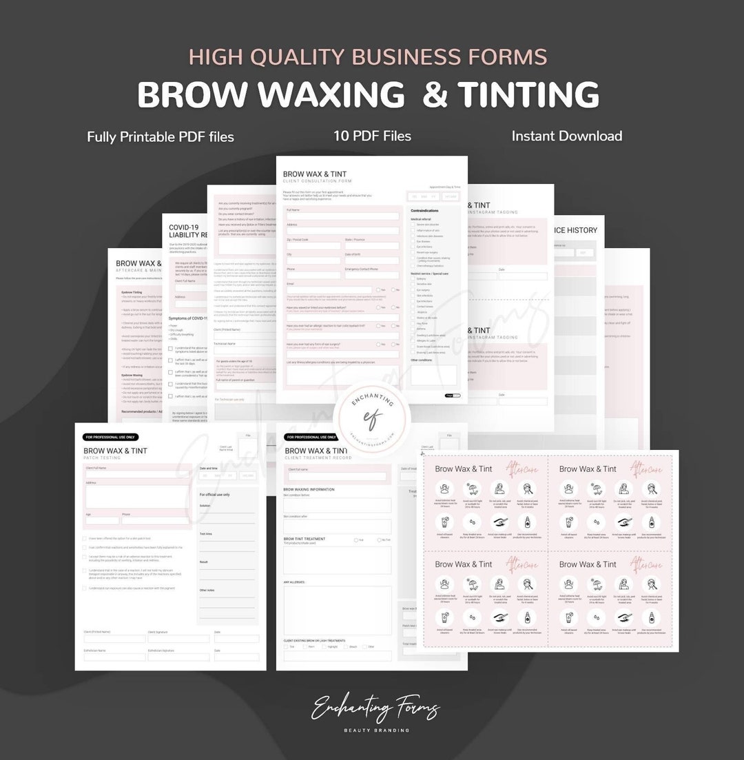 Brow Wax and Tint Consultation Forms, Brow Wax and Tint Client Intake ...