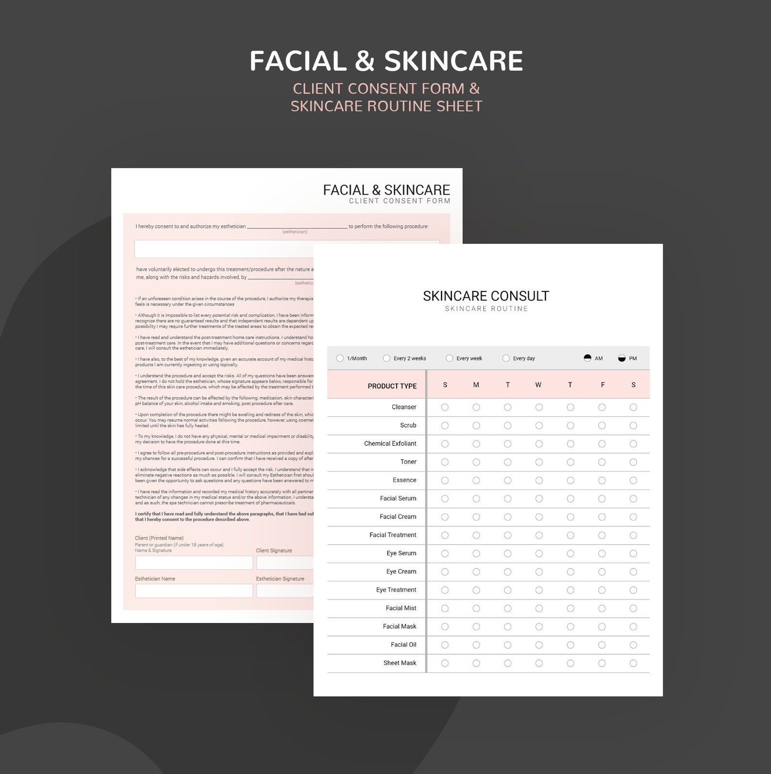 Facial Consultation Form Facial Consent Forms Esthetician - Etsy UK