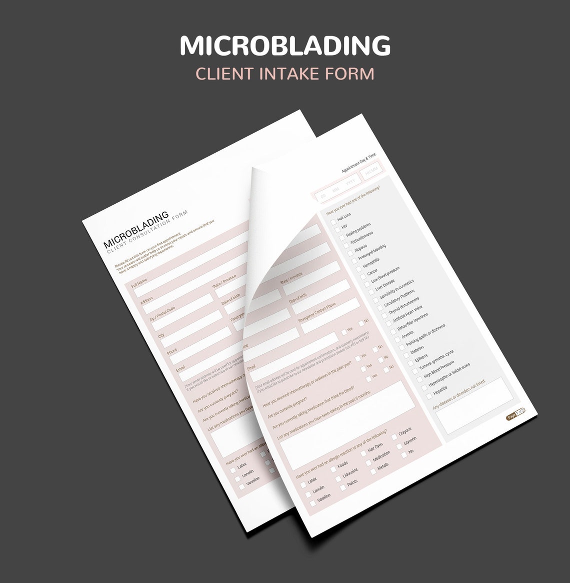 Microblading Consultation Forms Aftercare Instructions | Etsy