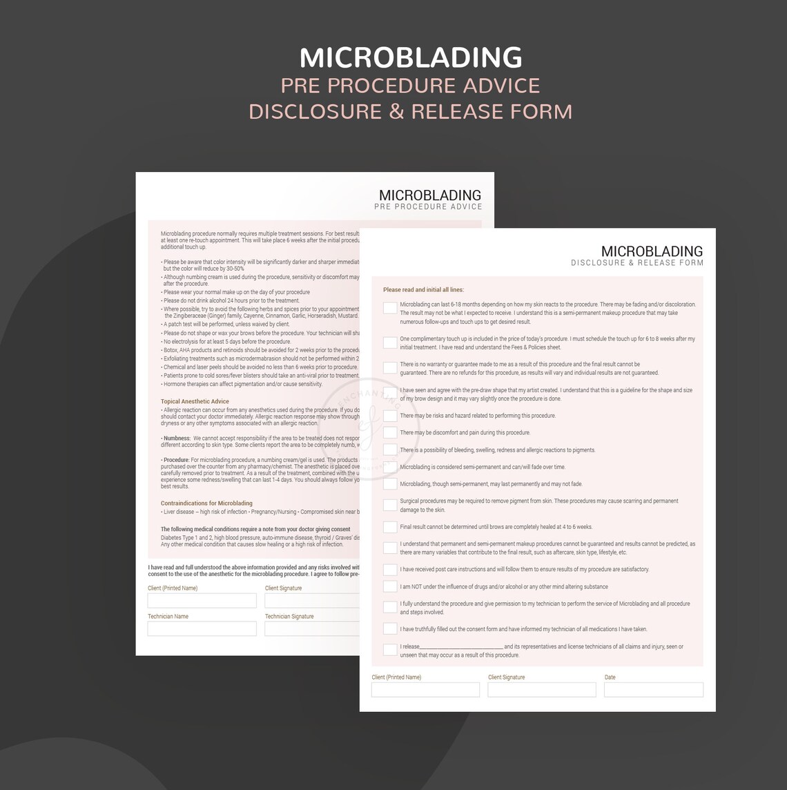 Microblading Consultation Forms Aftercare Instructions | Etsy