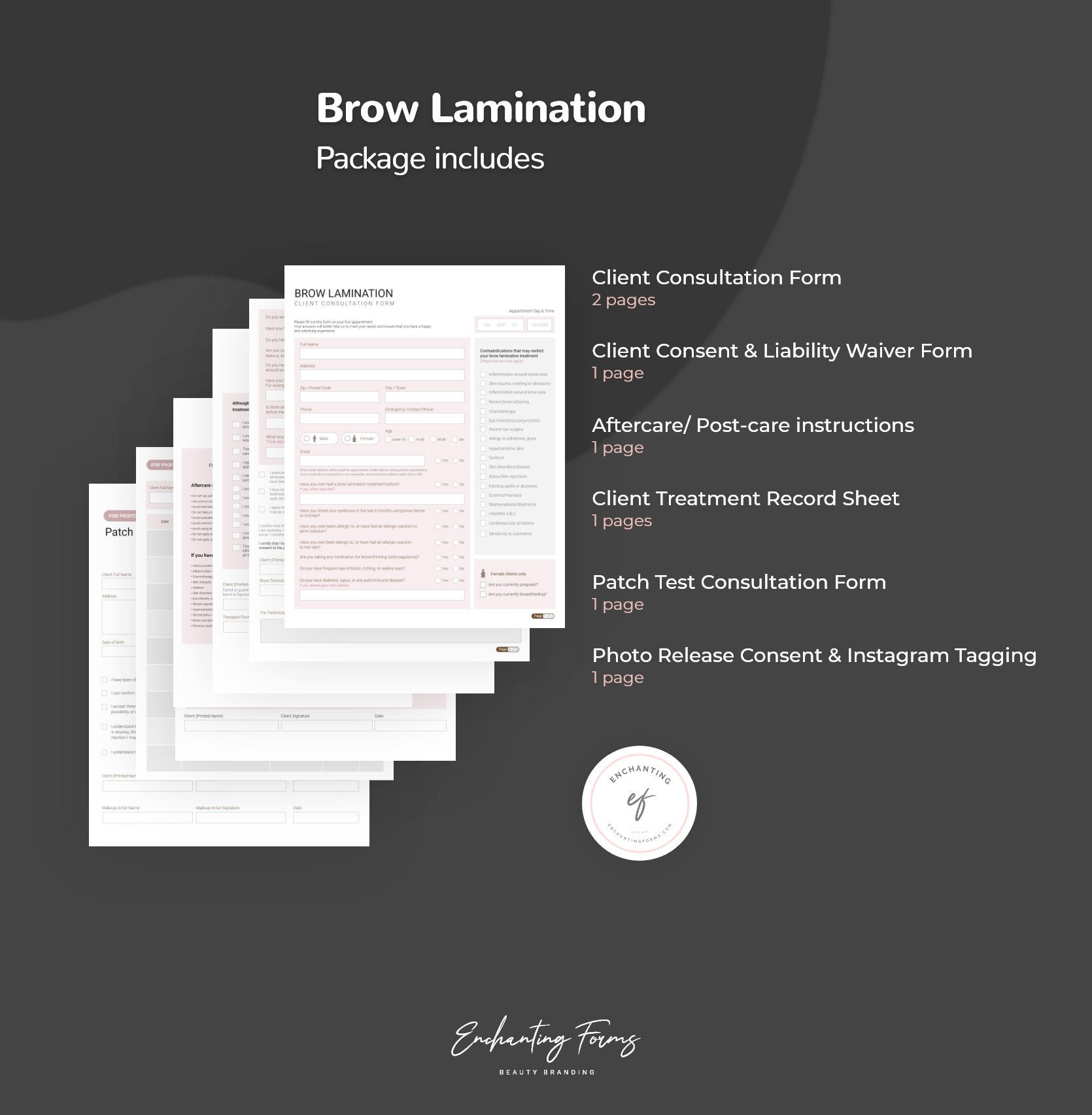 Brow Lamination Forms, Brow Consultation & Consent Forms, Brow Lift ...
