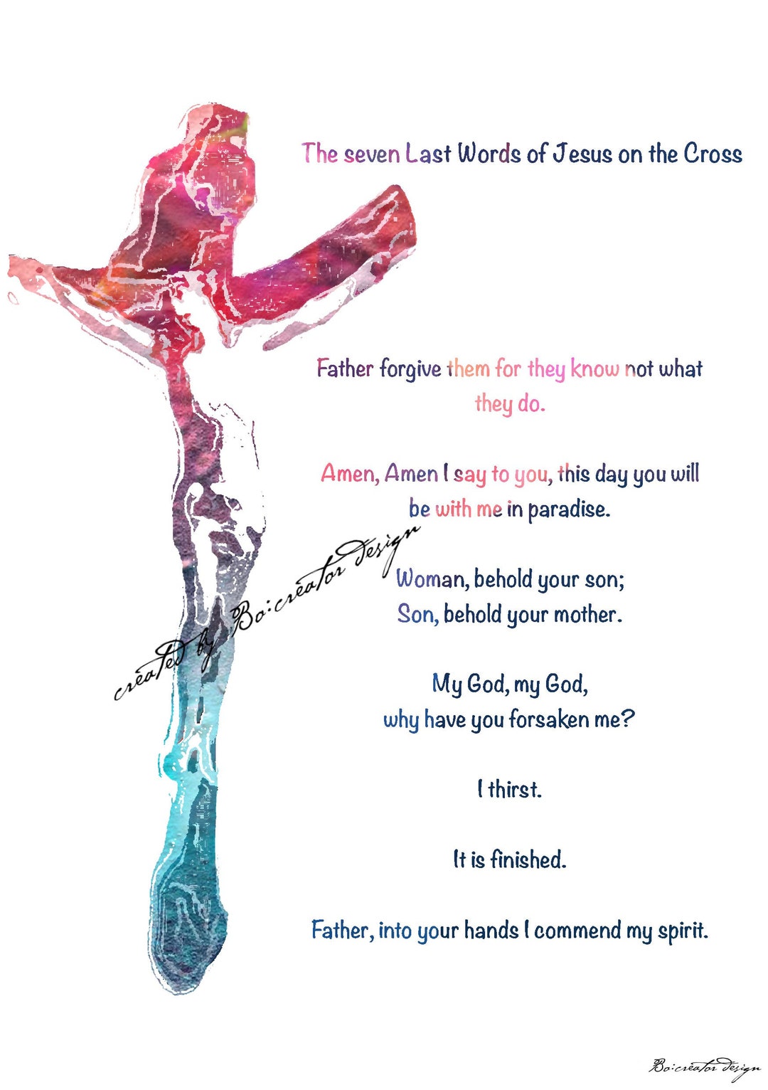 The Last Seven Words of Jesus on the Cross Digital Illustration - Etsy