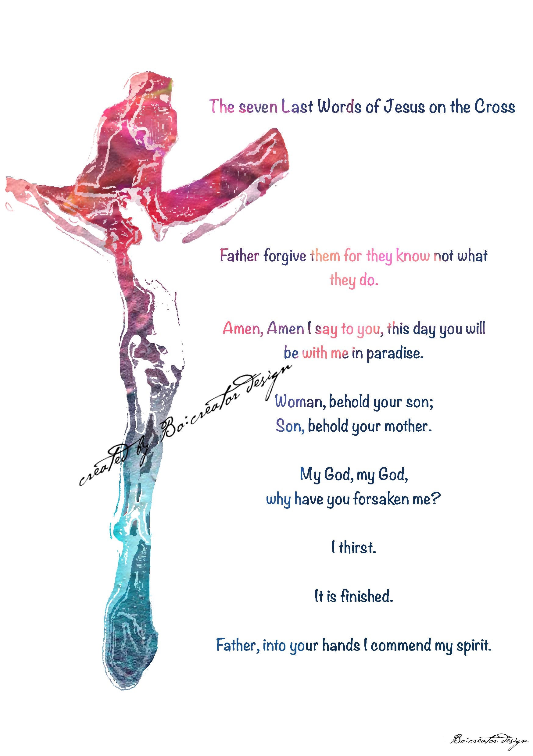 The Last Seven Words of Jesus on the Cross Digital Illustration - Etsy