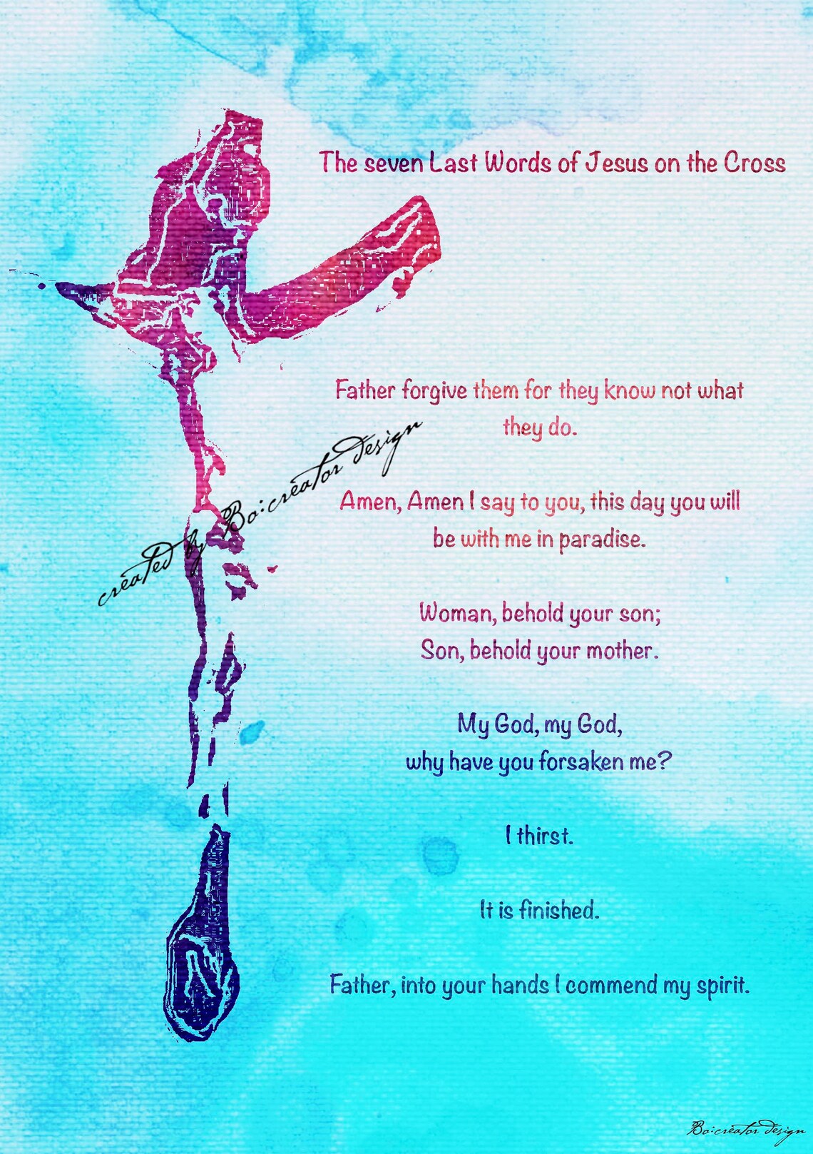 The Last Seven Words of Jesus on the Cross Digital Illustration - Etsy